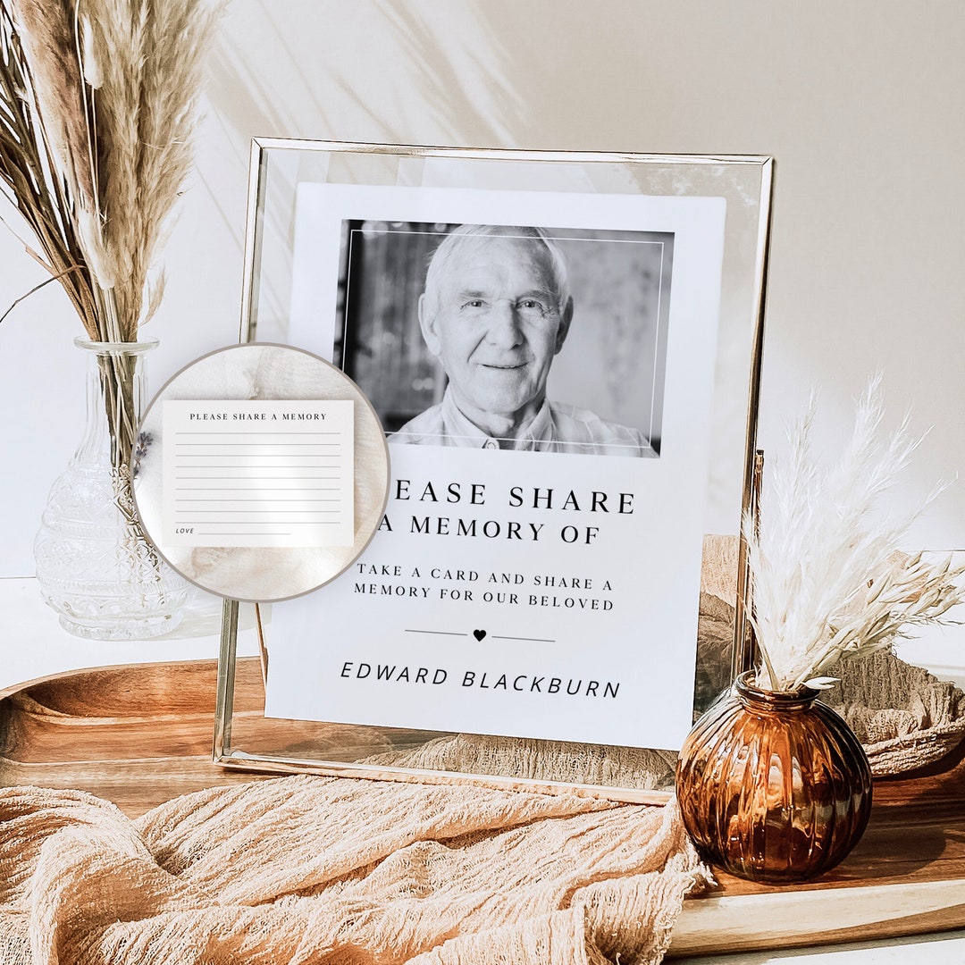 Minimal Share A Memory Table Sign in Loving Memory Editable - Etsy