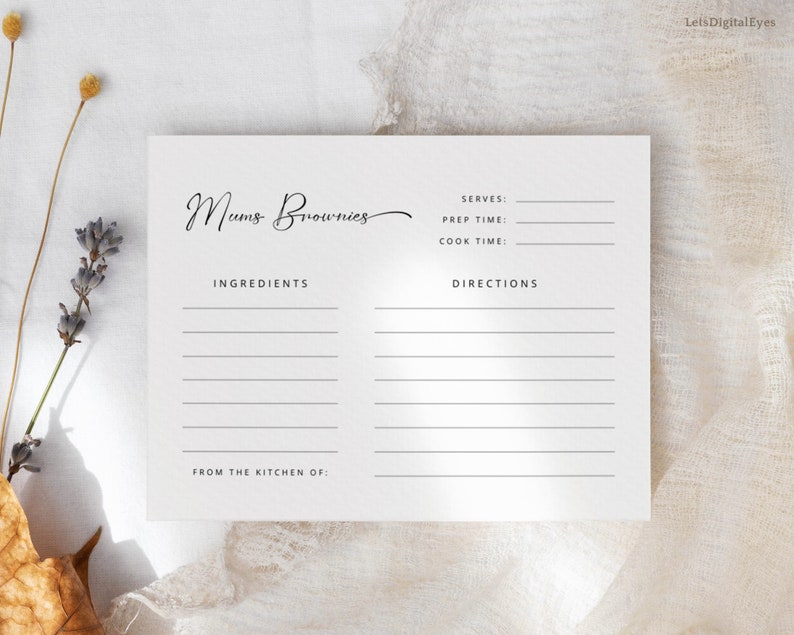 Custom Recipe Cards Template Printable Recipe Index Cards - Etsy