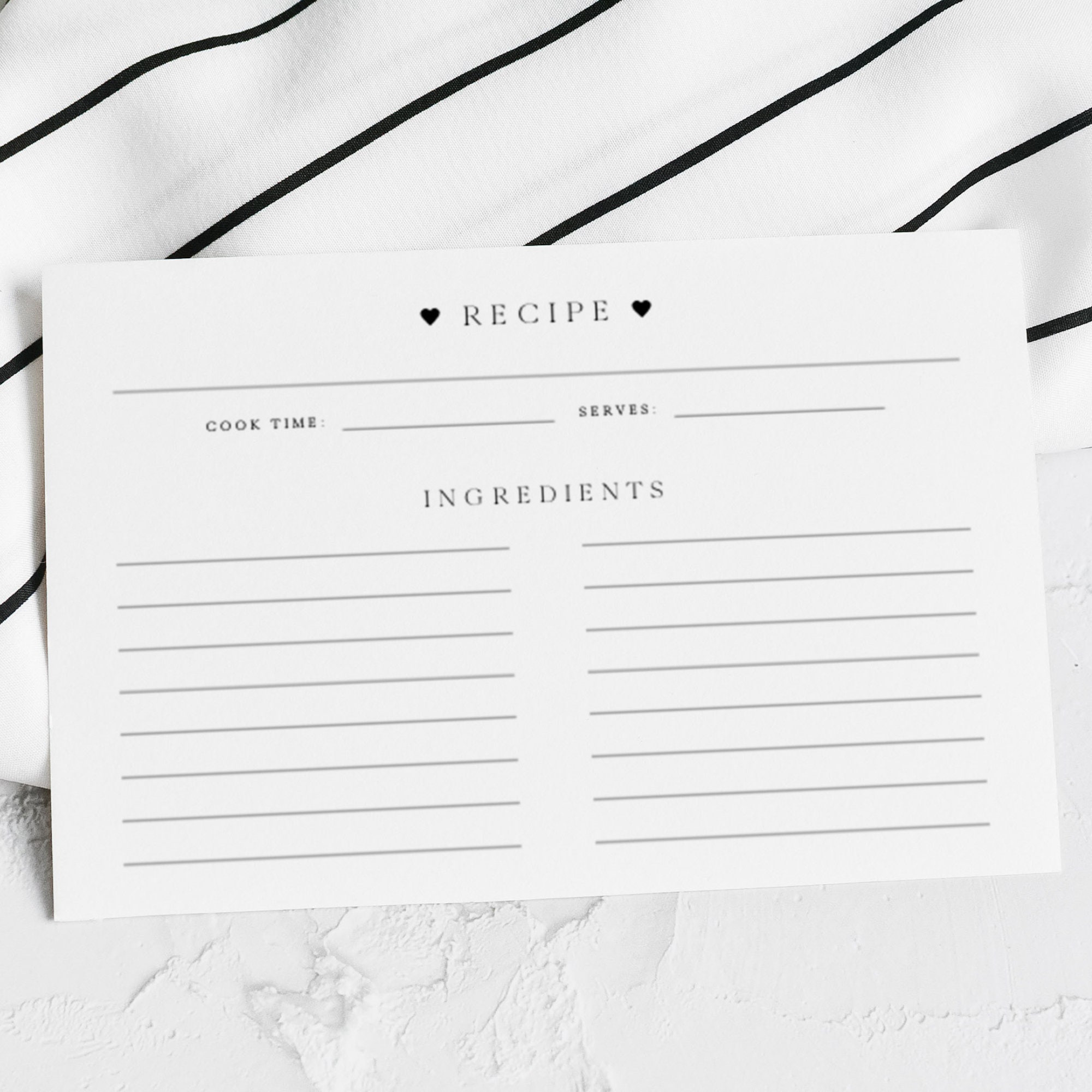 Minimal Recipe Cards for Recipe Box Simple Double Sided Blank Kitchen ...