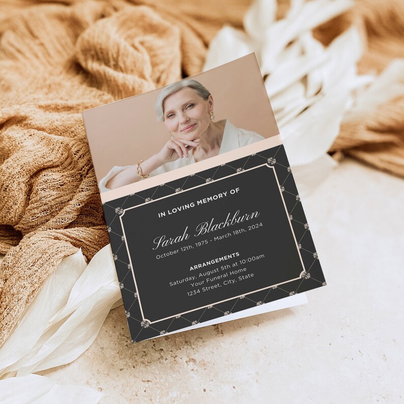 Personalized Funeral Program Unique Obituary Template Canva - Etsy