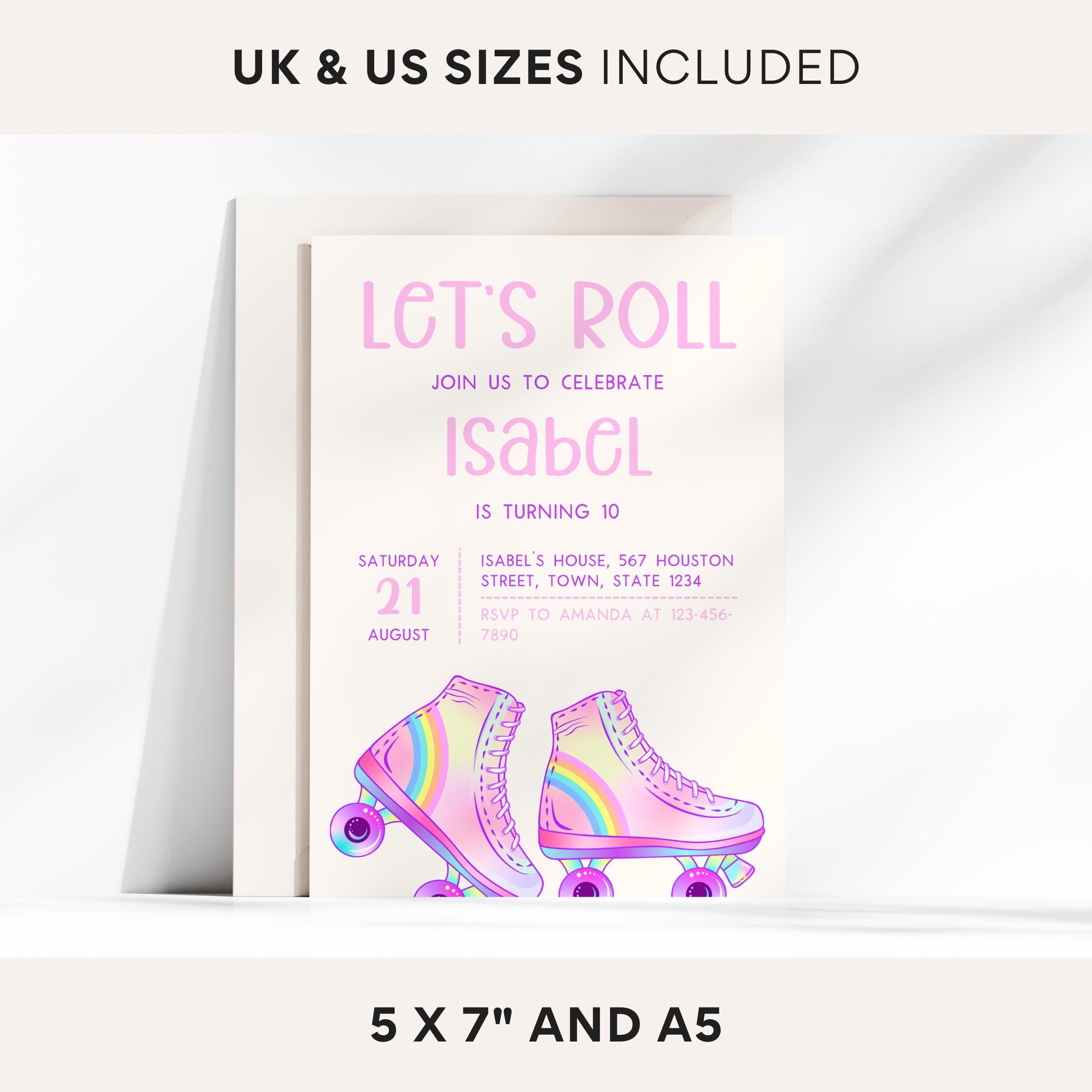 Skate Party Birthday Invitation Template, Lets Roll Invite, Roller ...