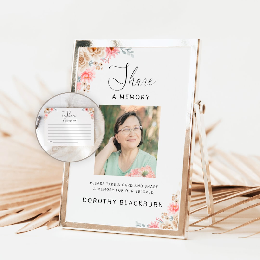 Floral Memory Table Sign Share A Memory Card Guest Book - Etsy