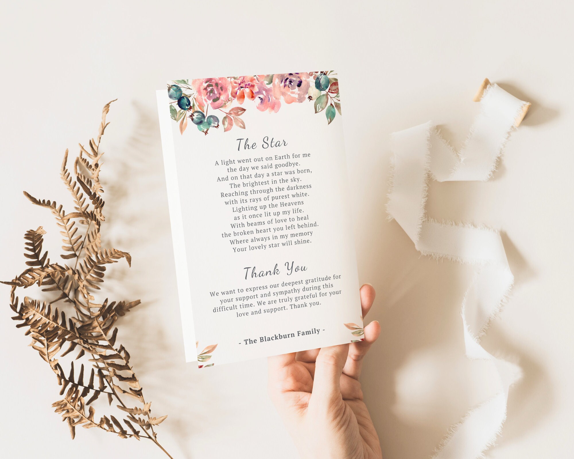Floral Funeral Program for Woman Greenery Template Order of - Etsy