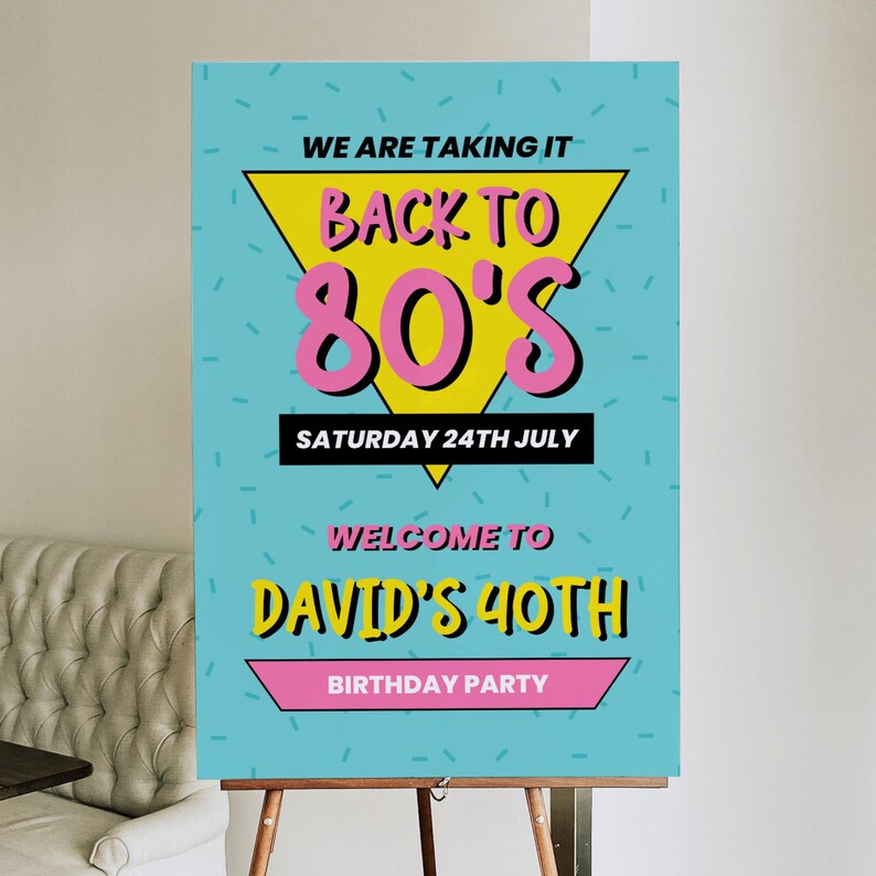 Back to the 80s Party Sign, 80s Birthday Welcome Poster, 80s Theme ...
