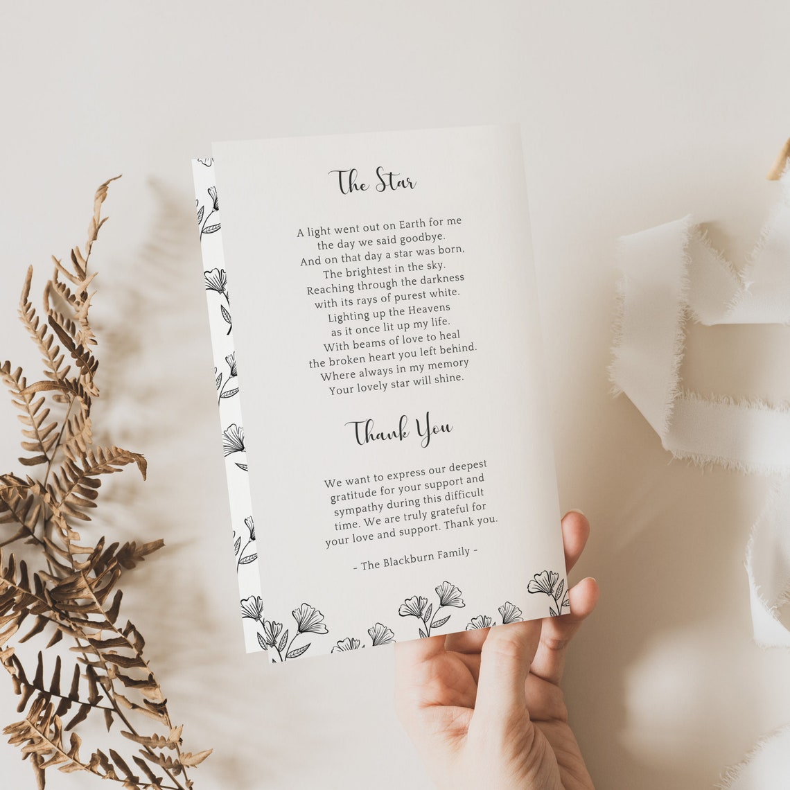 Minimal Funeral Program Template, Elegant Memorial Program, Modern ...
