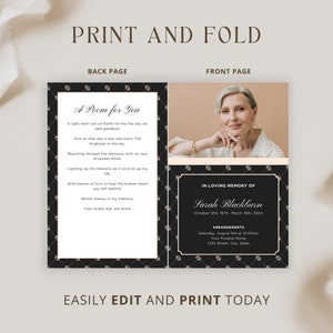 Personalized Funeral Program, Unique Obituary Template, Canva Memorial ...