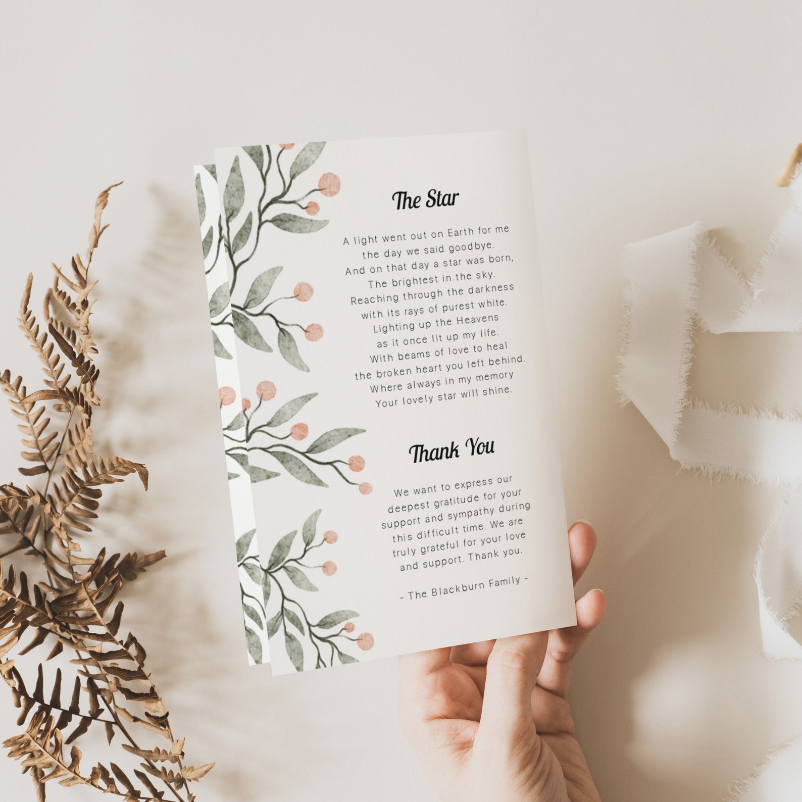 Printable Funeral Program Template Floral Order of Service Memorial ...