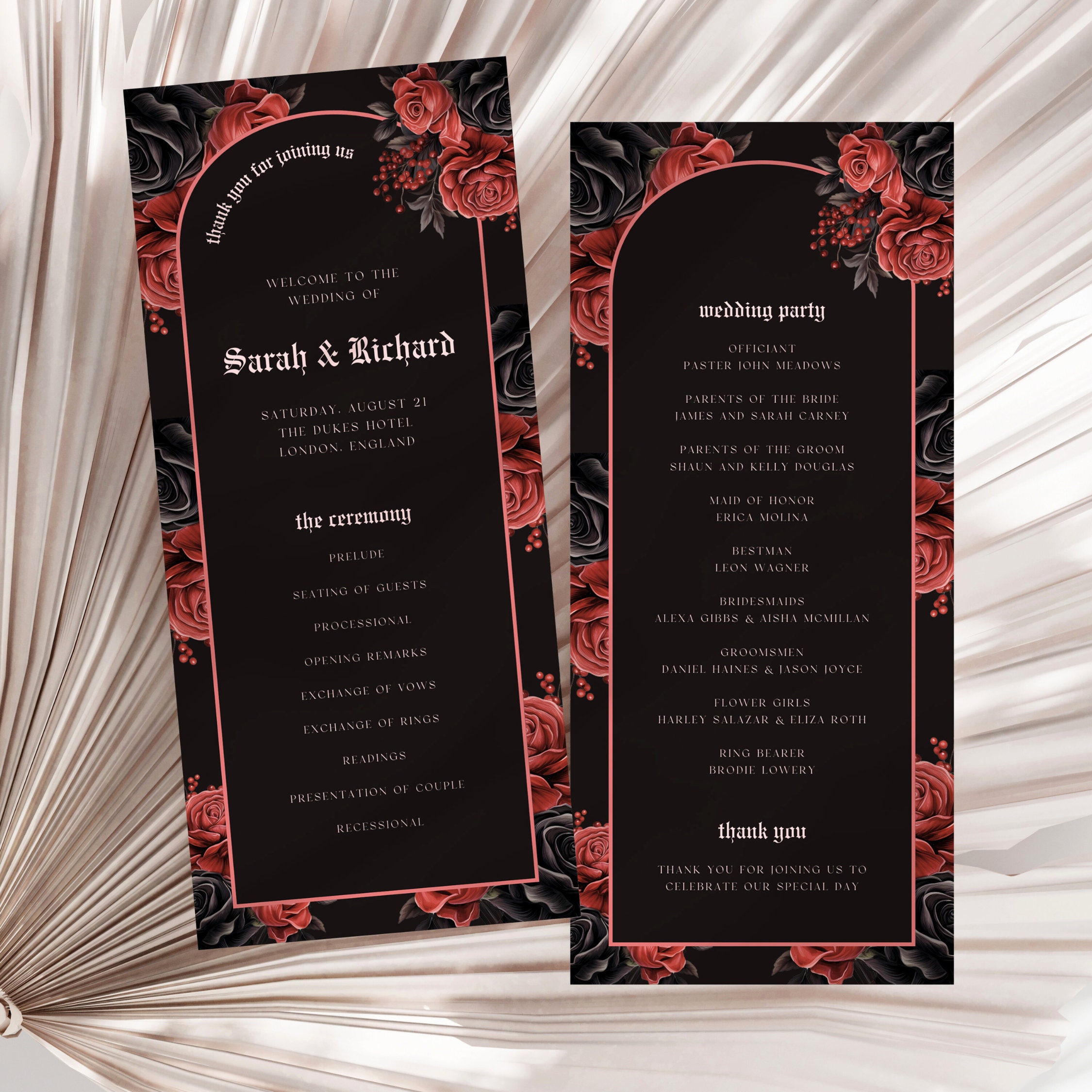 Gothic Wedding Program Template, Victorian Order of Service, Halloween ...