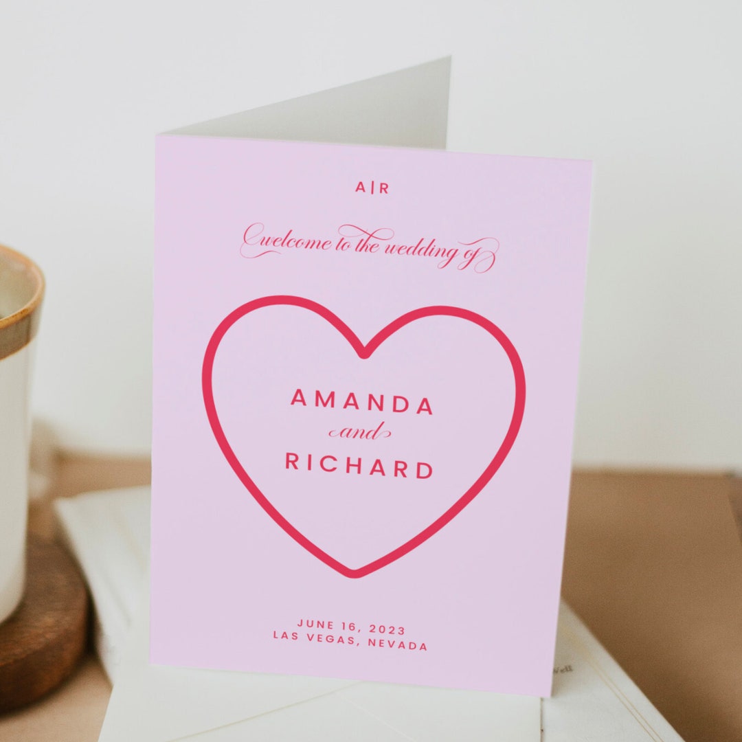 Lovecore Wedding Program Template, Baby Pink Ceremony Program ...