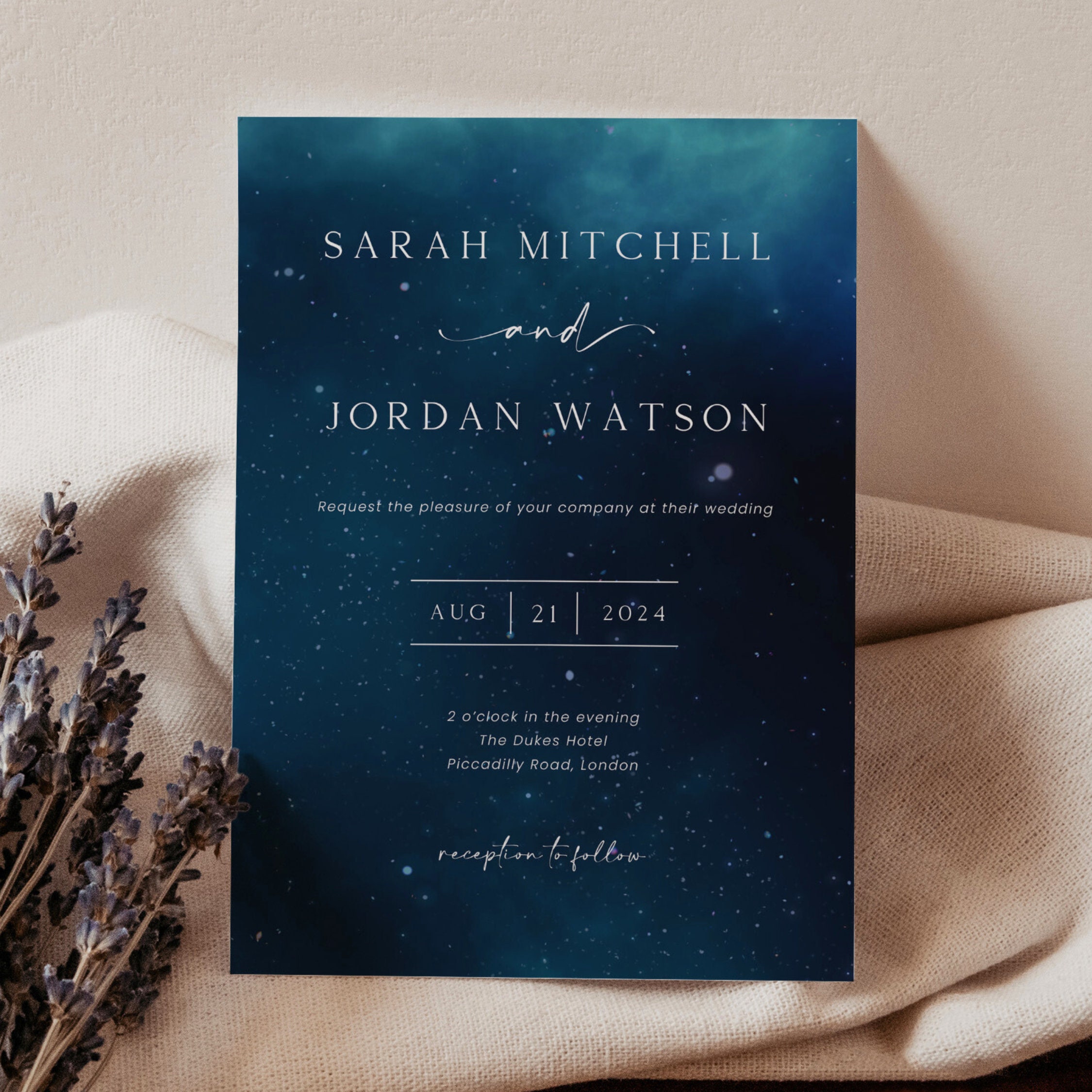 Celestial Wedding Invitation Template, Cosmic Themed Reception Cards ...