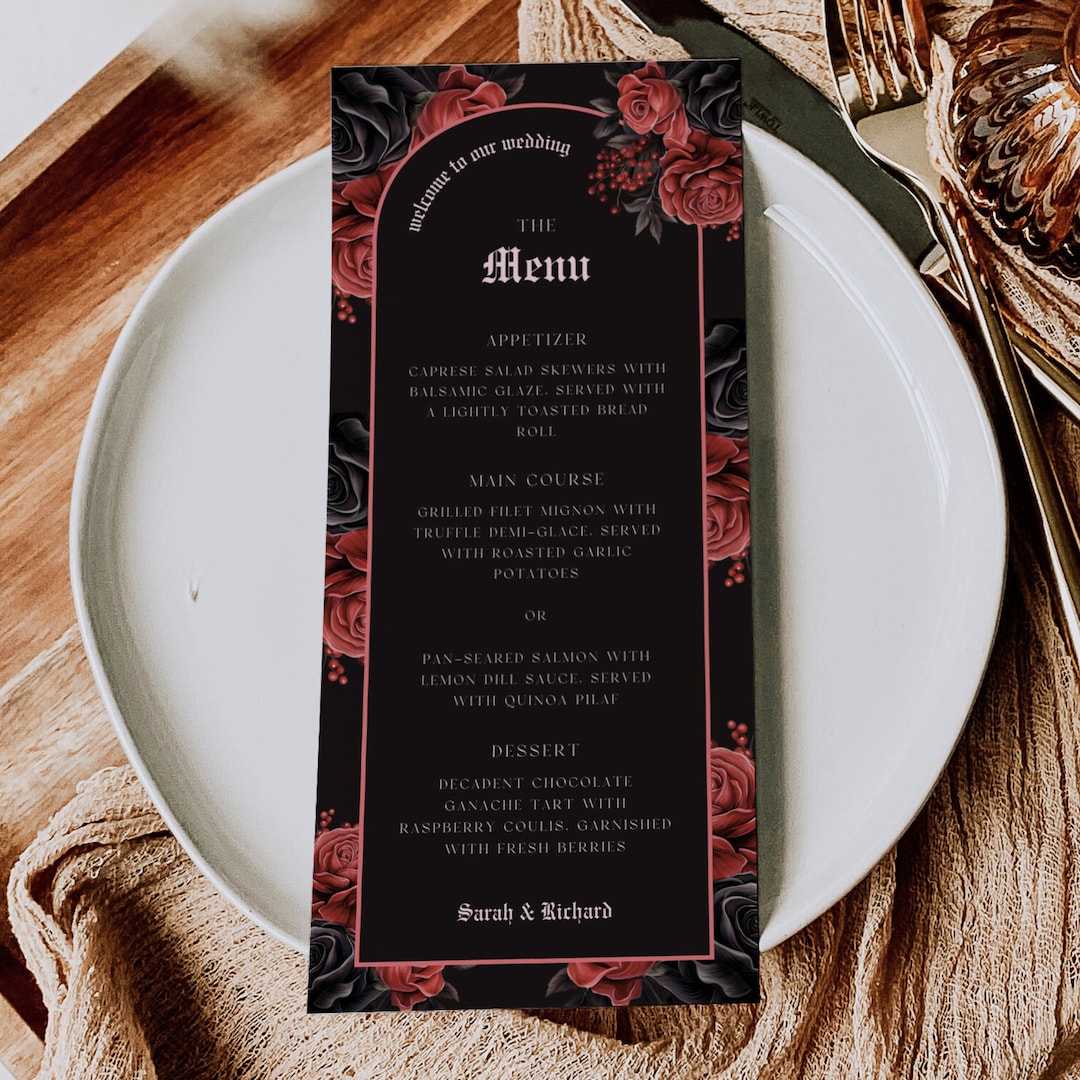 Medieval Wedding Menu Template, Medieval Dinner List for the Gothic ...