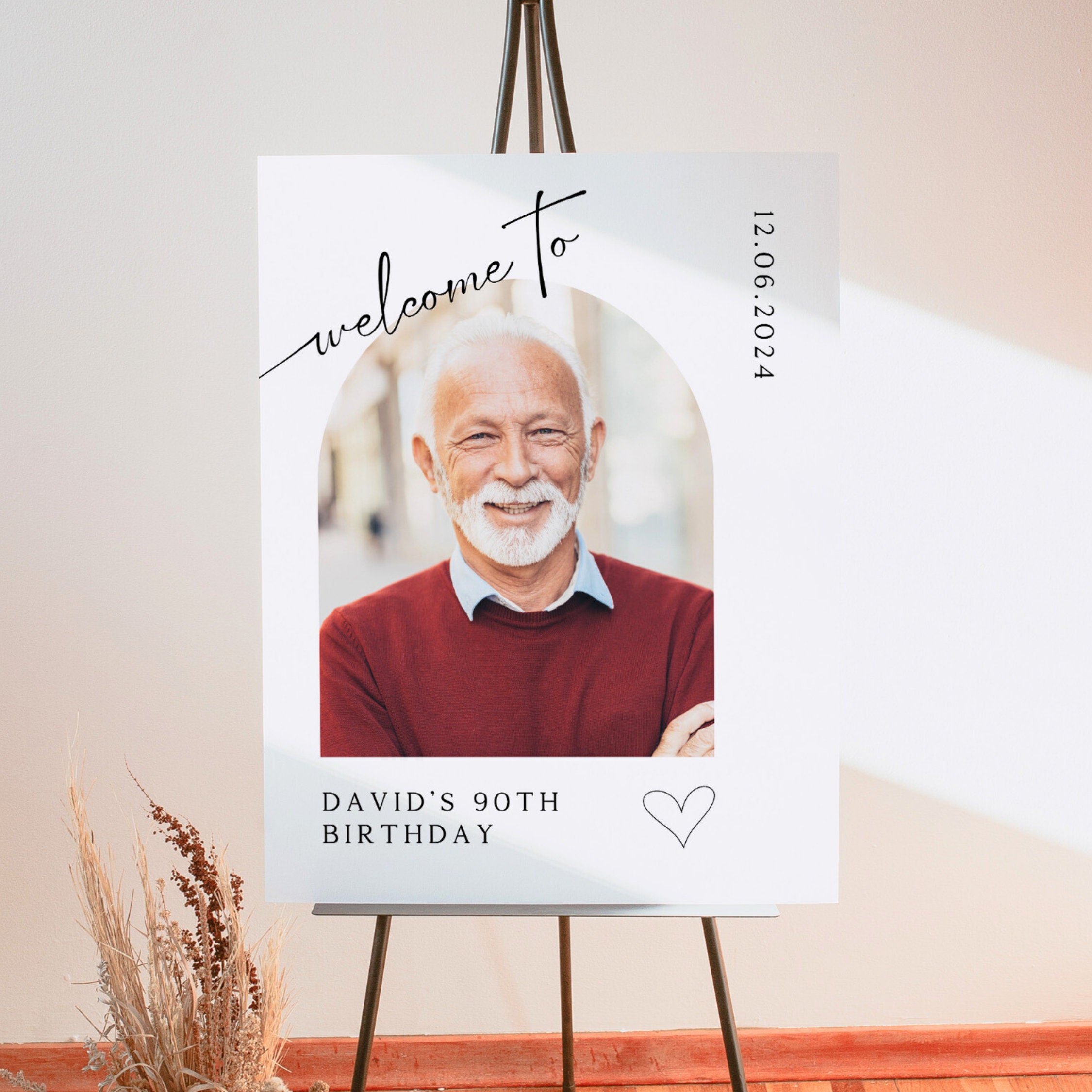 Birthday Welcome Sign With Picture, Minimal Welcome Sign Template, Add ...
