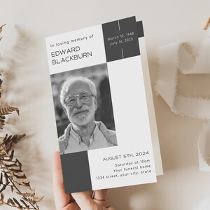 Funeral Program Template for Man With Photo Masculine Order - Etsy