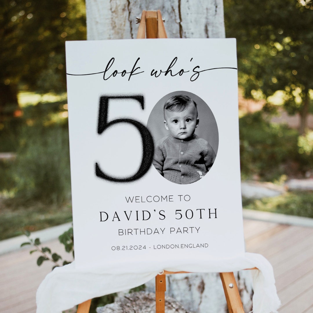50th Birthday Welcome Sign for Man, Look Who's 50 Poster, Male Birthday ...