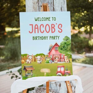 Farm Birthday Poster for Kids, Barn Animals Welcome Sign Template ...