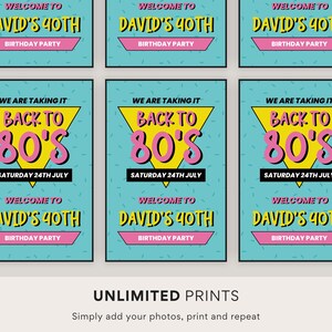 Back to the 80s Party Sign, 80s Birthday Welcome Poster, 80s Theme ...