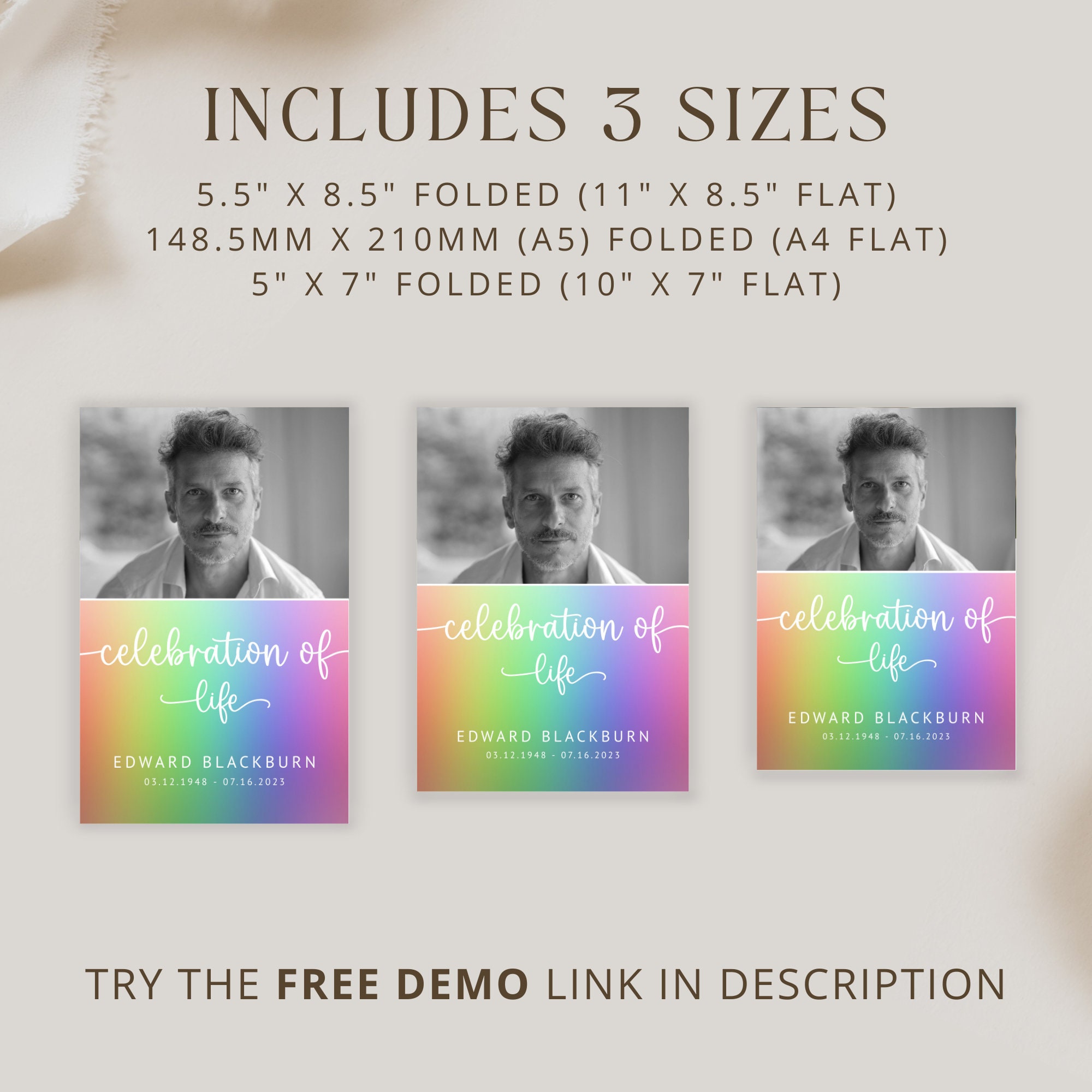 Pride Funeral Program Template Rainbow Obituary Personalized Funeral ...