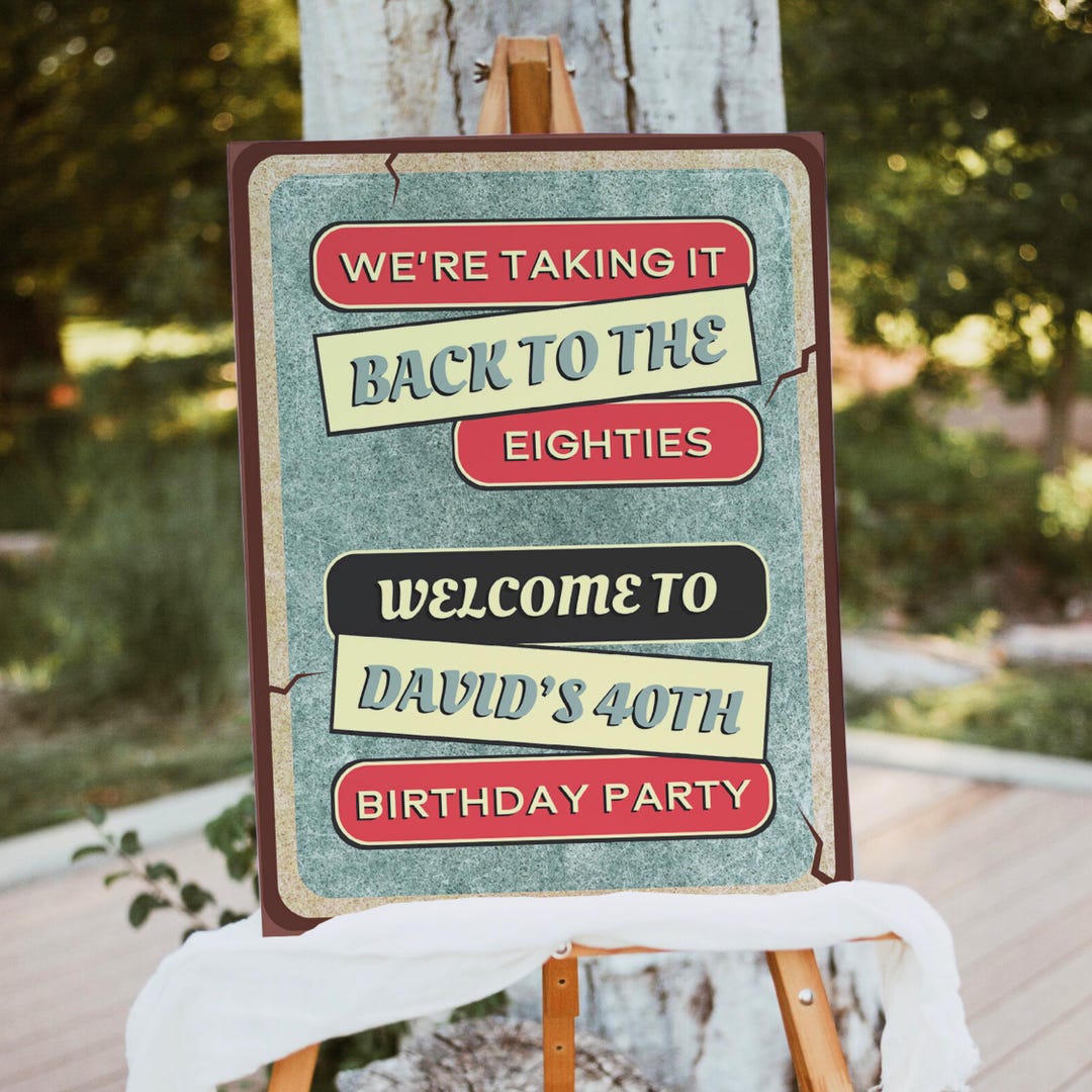 Back to the 80s Party Sign, 80s Birthday Welcome Poster, 80s Theme ...