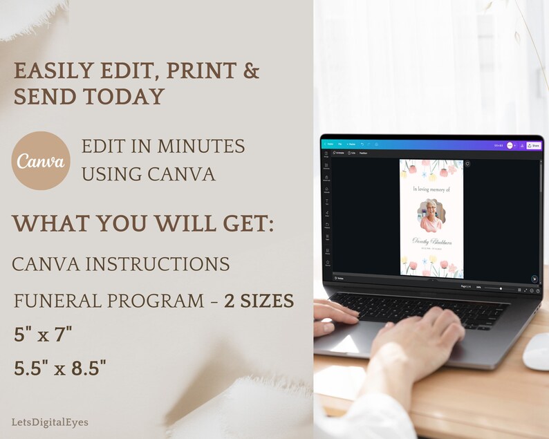 Pastel Funeral Program Template for Woman Baby Pink Editable - Etsy