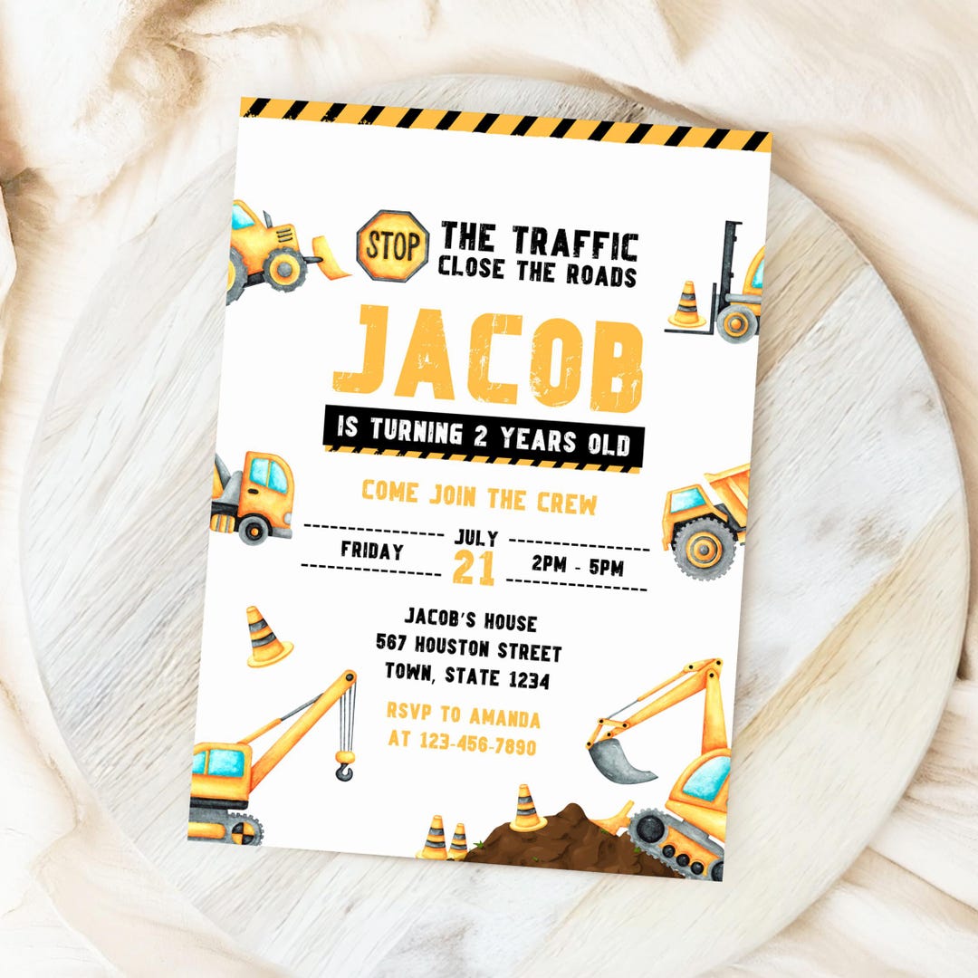 Editable Construction Birthday Invitation Template, Dump Truck Party ...
