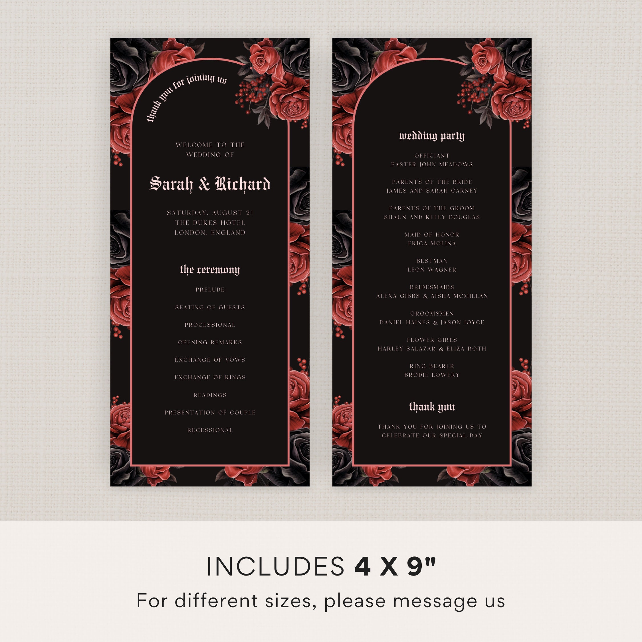 Gothic Wedding Program Template, Victorian Order of Service, Halloween ...