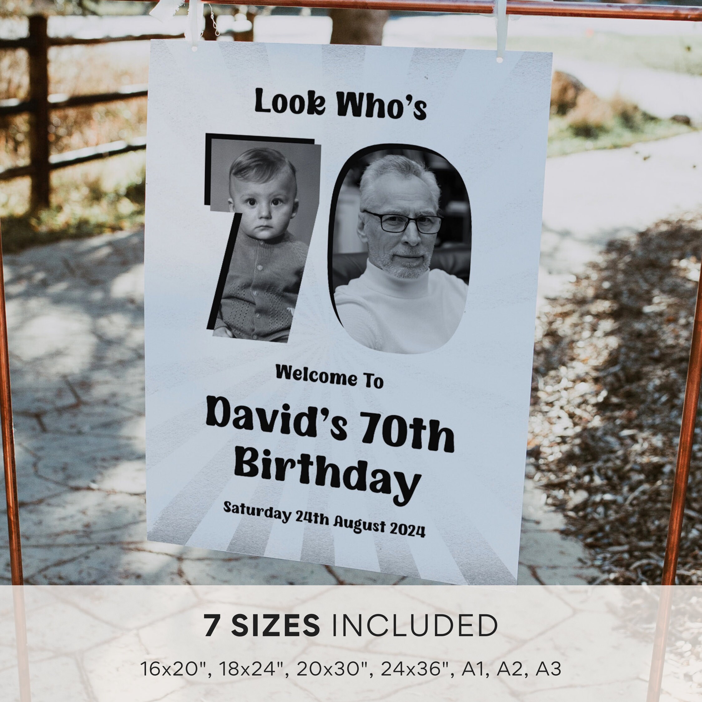 Retro 70th Birthday Welcome Sign, Seventieth Poster With Photo, Look ...