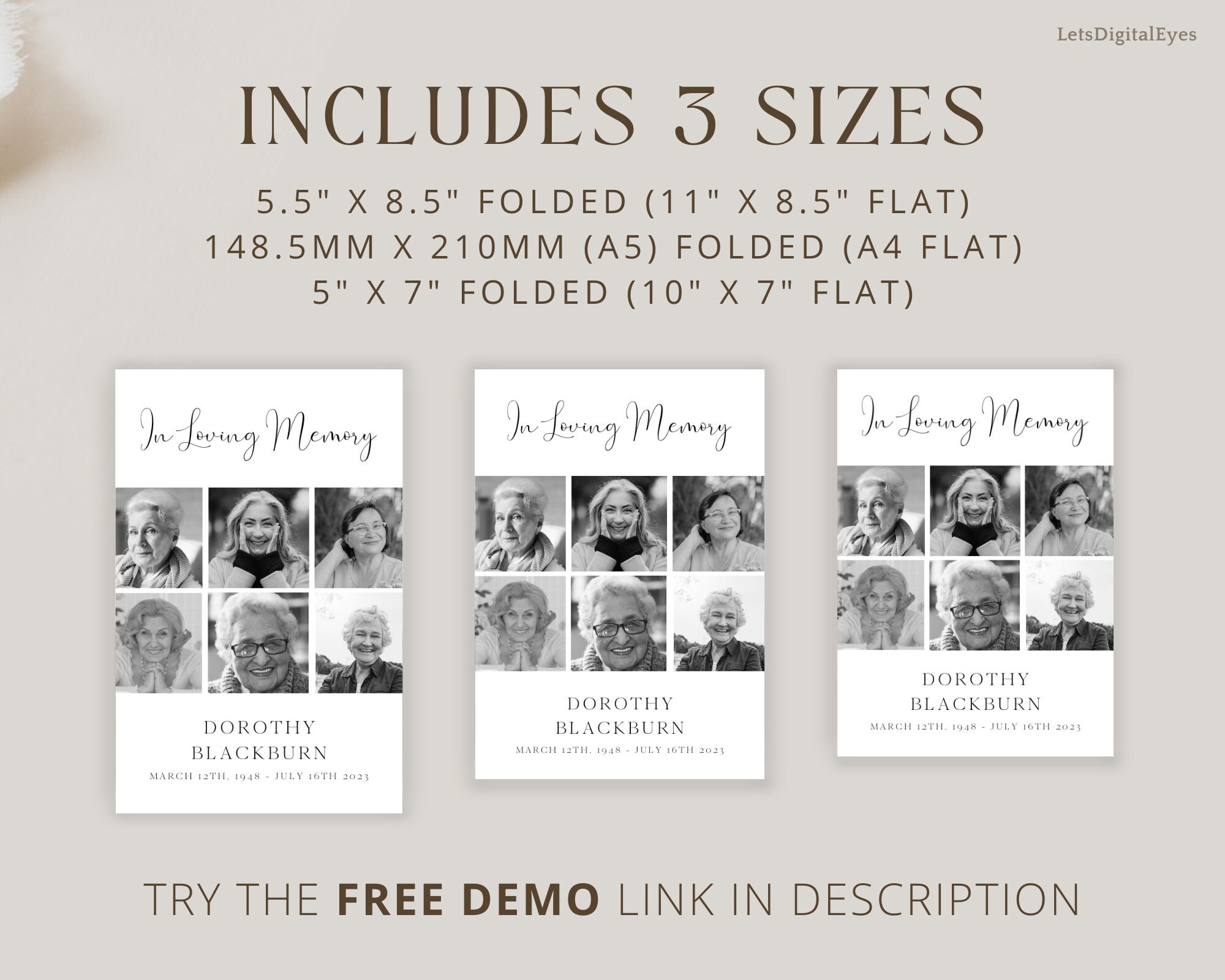 Minimal Funeral Program Template for Woman Modern Obituary - Etsy UK