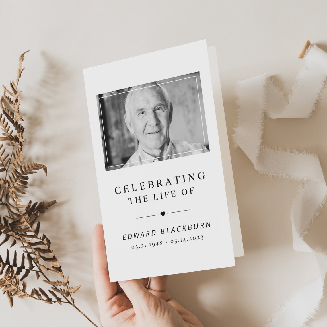 Simple Funeral Program Template, Memorial Brochure, Minimal Order of ...