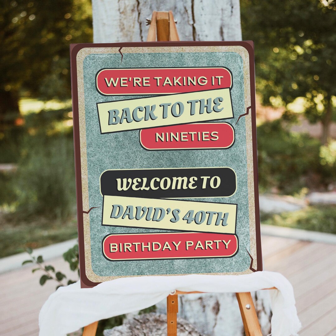 Back to the 90s Party Sign, 90s Birthday Welcome Poster, 90s Theme ...
