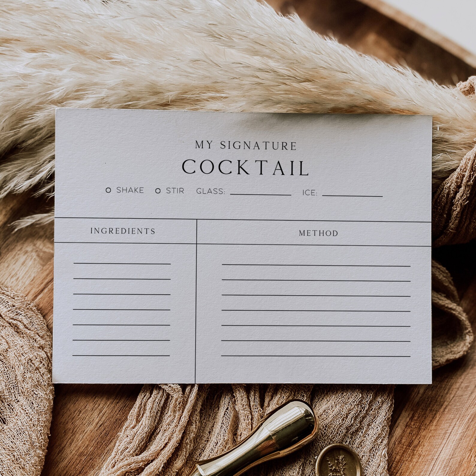 Signature Drinks Recipe Cards Template, Fillable Cocktail Method ...