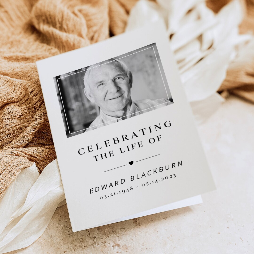 Simple Funeral Program Template, Memorial Brochure, Minimal Order of ...