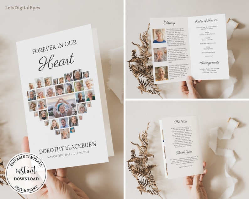 Funeral Program Template for Woman Obituary Template Funeral - Etsy
