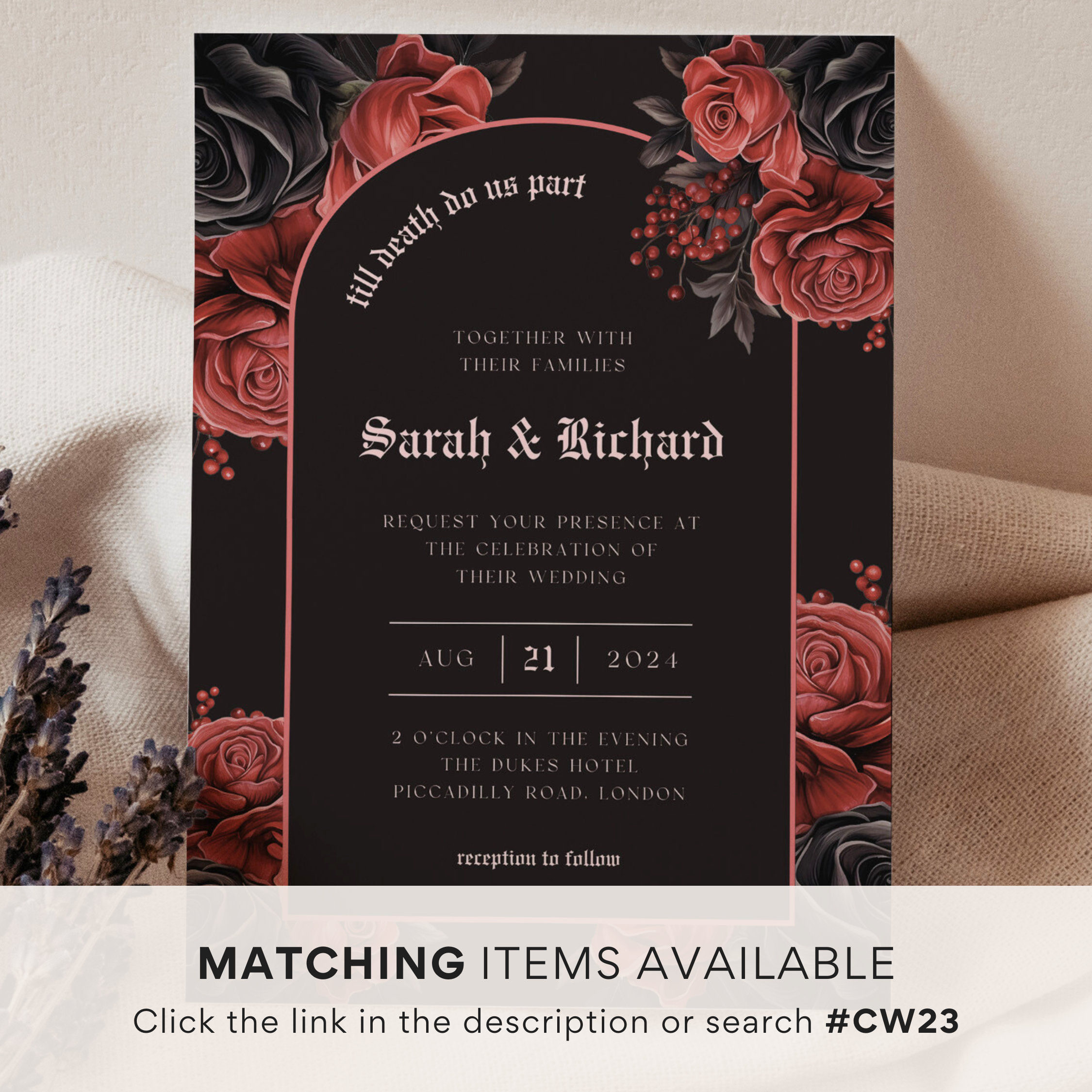 Gothic Wedding Welcome Sign, Halloween Reception Signage, Red Roses ...