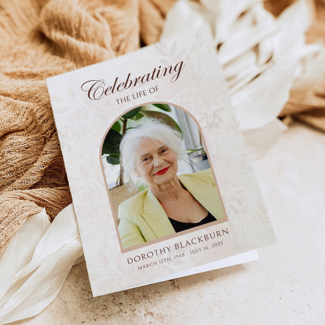 Women Funeral Program Template, Celebration of Life, Greenery Template ...