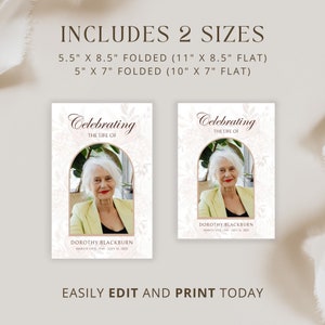 Women Funeral Program Template, Celebration of Life, Greenery Template ...