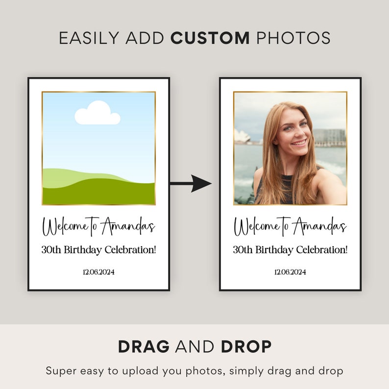 Modern Birthday Welcome Sign Template, Personalized Birthday Poster ...