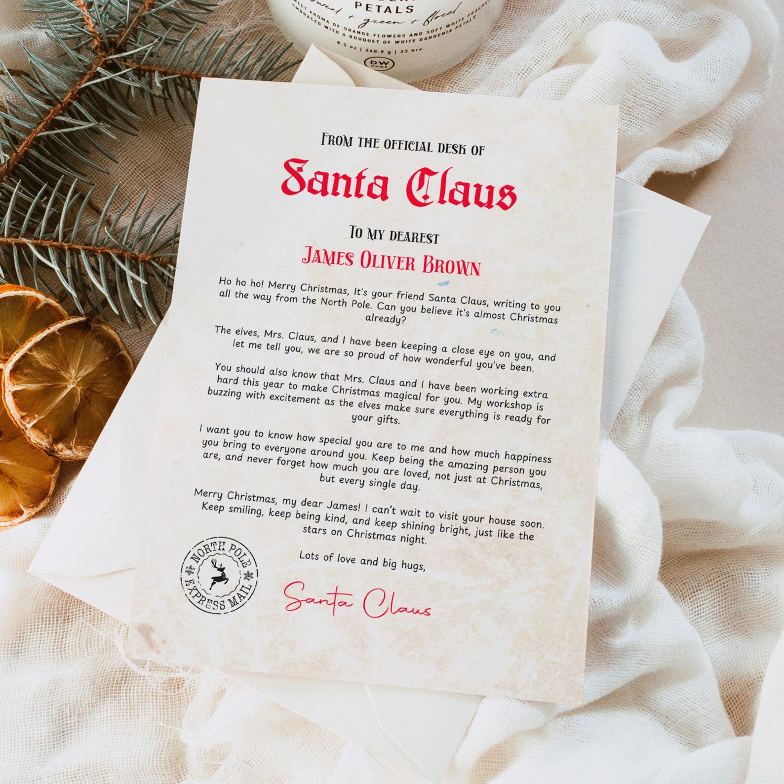 Letter From Santa Printable Template, Rustic Father Christmas Letter ...