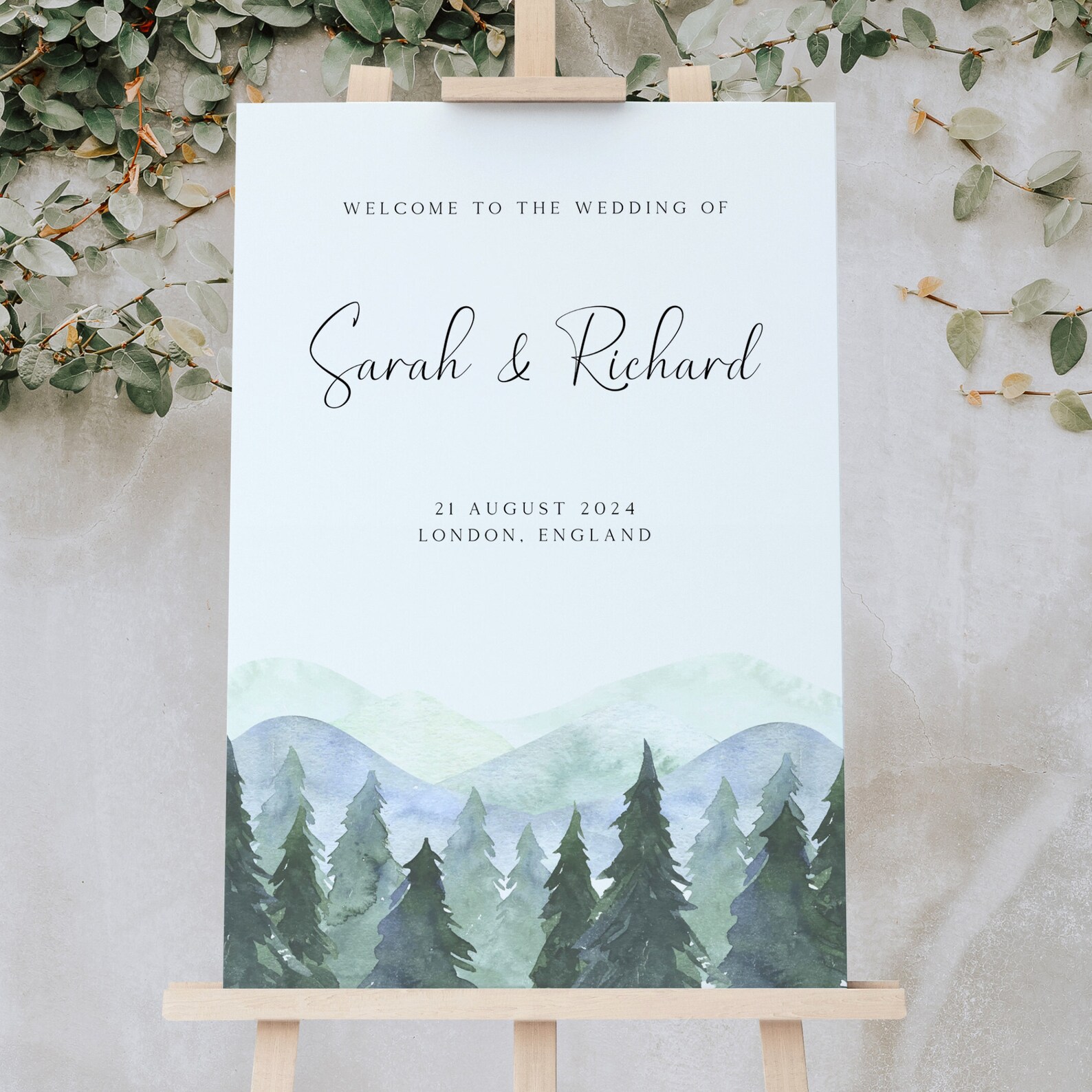 Rustic Mountain Wedding Welcome Sign, Forest Hills Reception Poster ...
