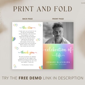 Pride Funeral Program Template Rainbow Obituary Personalized - Etsy