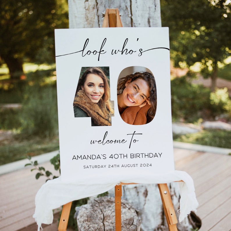 40th Birthday Poster Collage, Look Who's 40 Sign, Set of 3, Editable ...