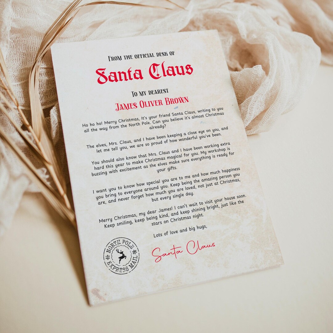 Letter From Santa Printable Template, Rustic Father Christmas Letter ...