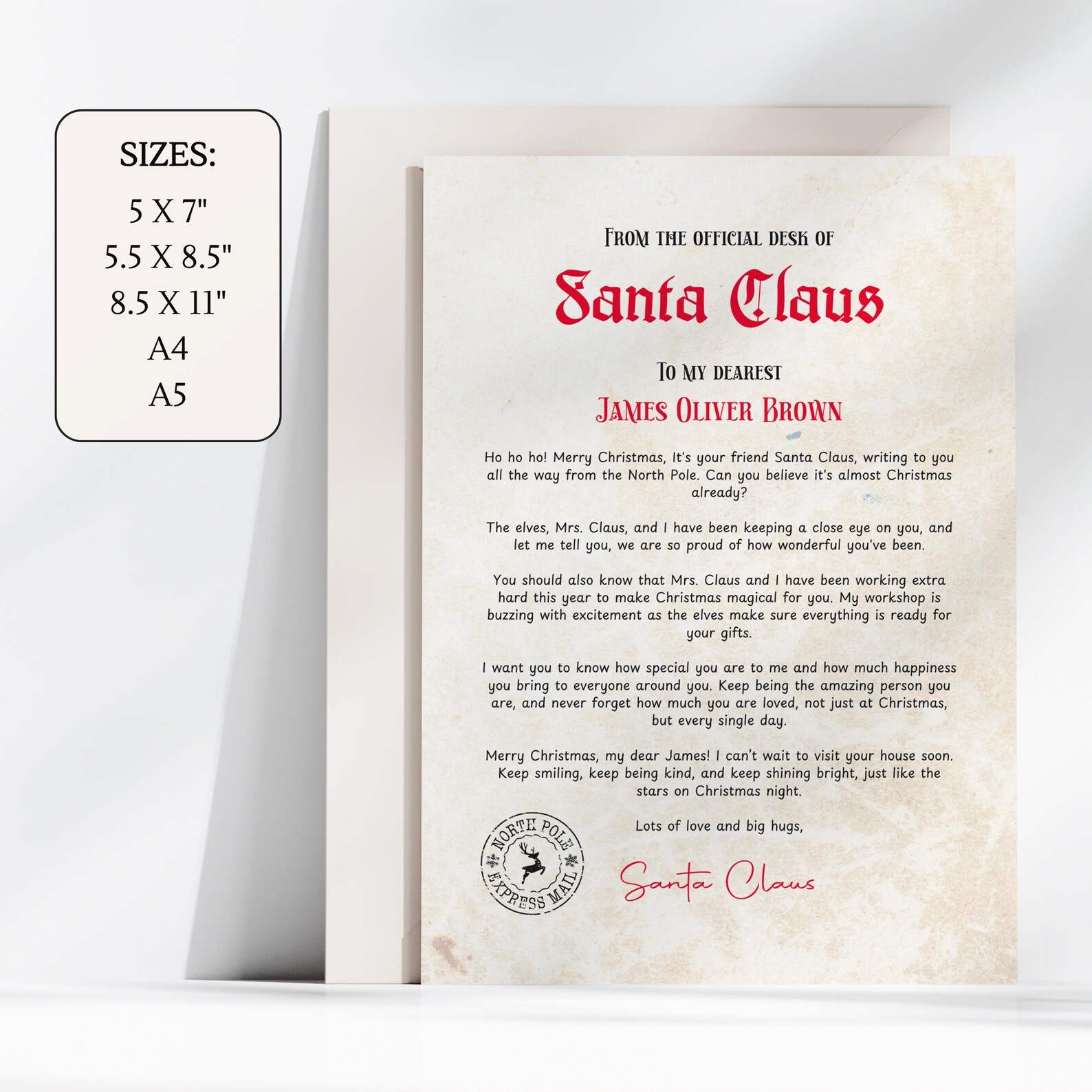 Letter From Santa Printable Template, Rustic Father Christmas Letter ...