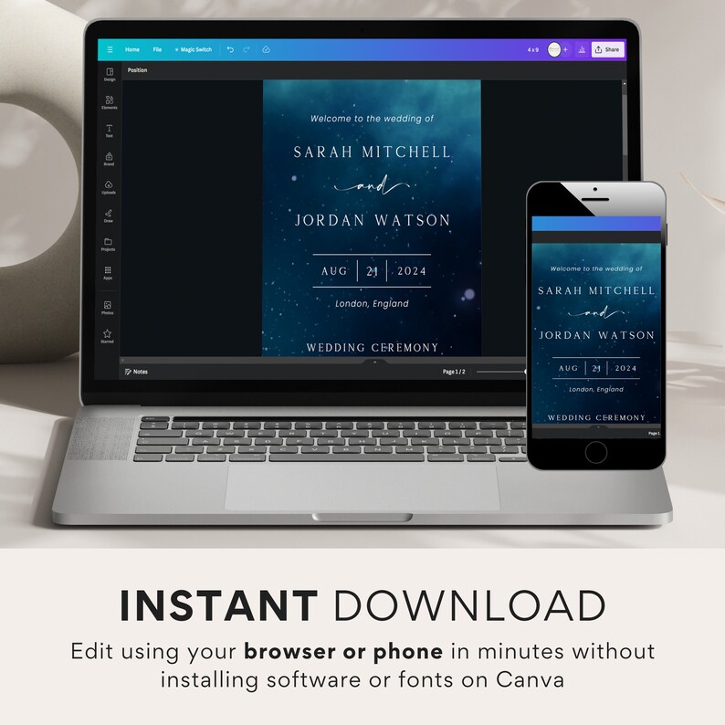 Celestial Wedding Program, Starry Night Itinerary, Cosmic Timeline ...