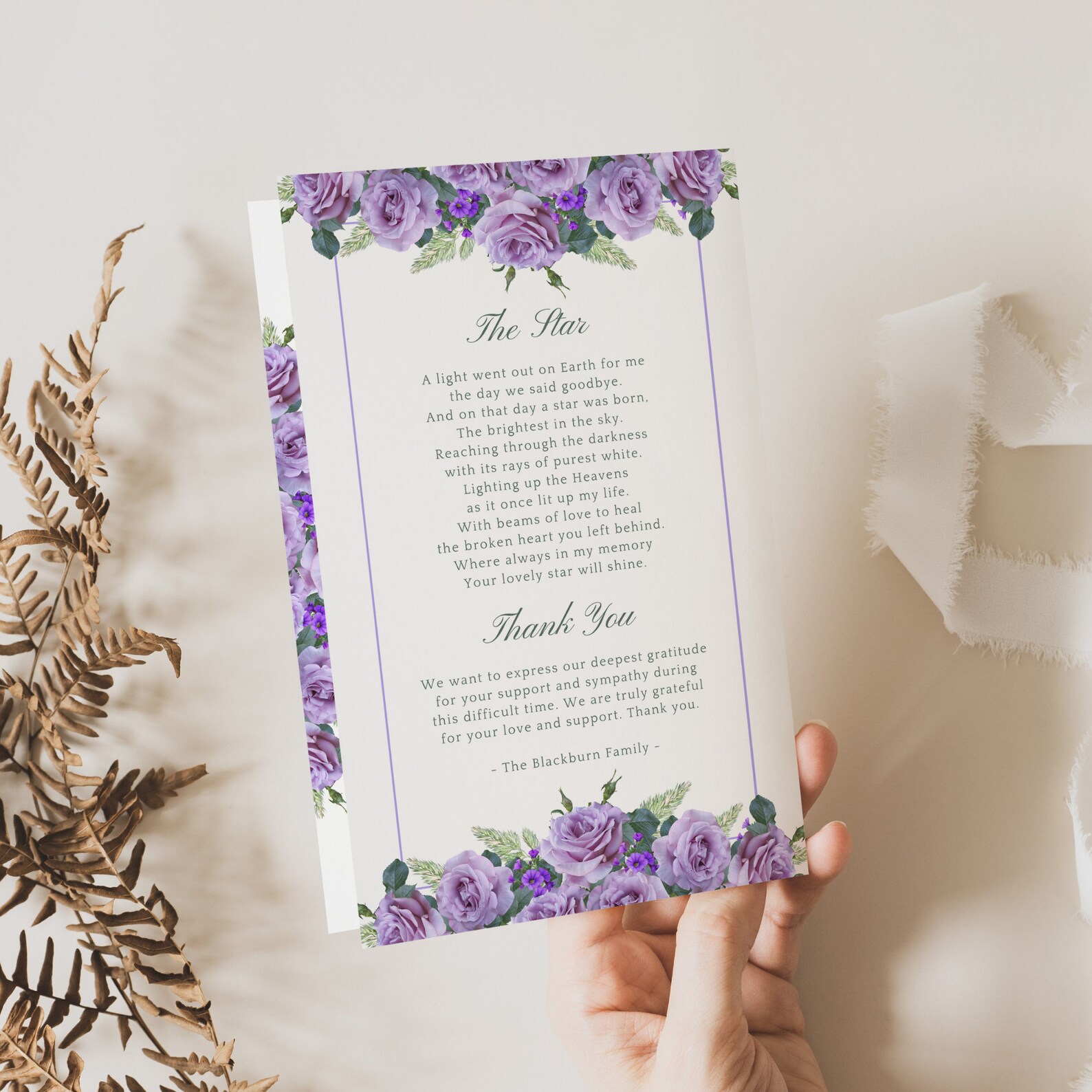 Peony Funeral Program Template, Memorial Service, Obituary Template ...