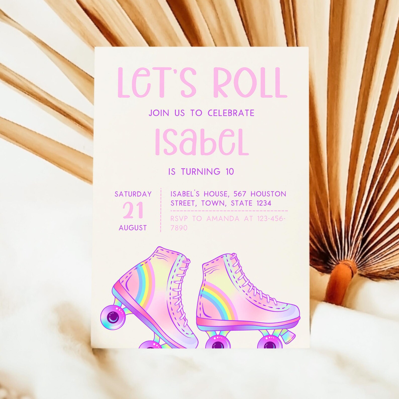 Skate Party Birthday Invitation Template, Lets Roll Invite, Roller ...