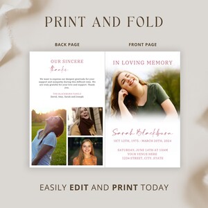 Editable Memorial Program, Printable Funeral Program, Order of Service ...