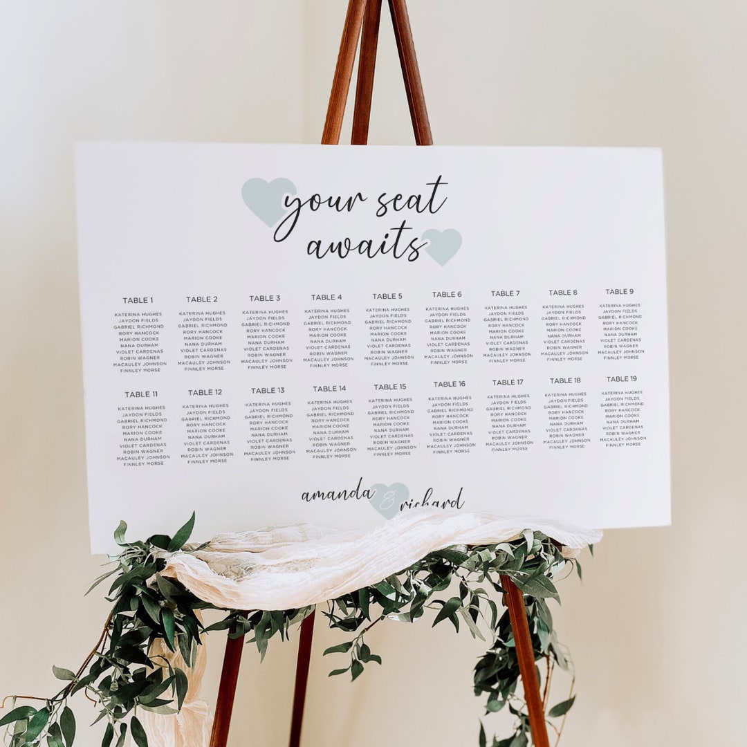 Sage Wedding Seating Chart, Reception Seat Board, Large Table ...