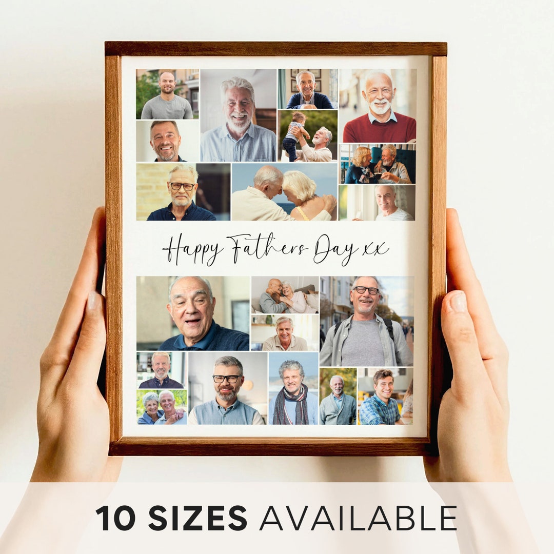 Fathers Day Collage Photo Sign, Personalized Gift for Dad, First ...