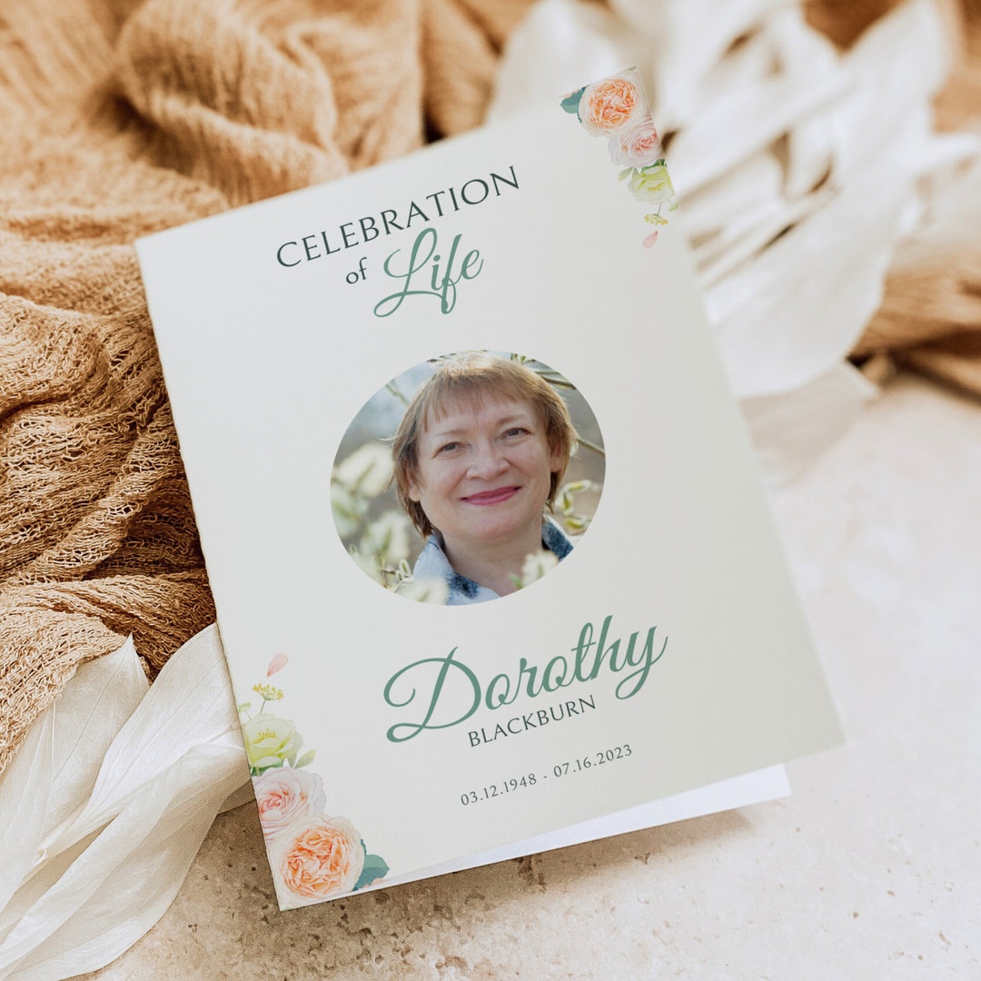 Floral Funeral Program Template, Elegant Funeral Program for Woman ...