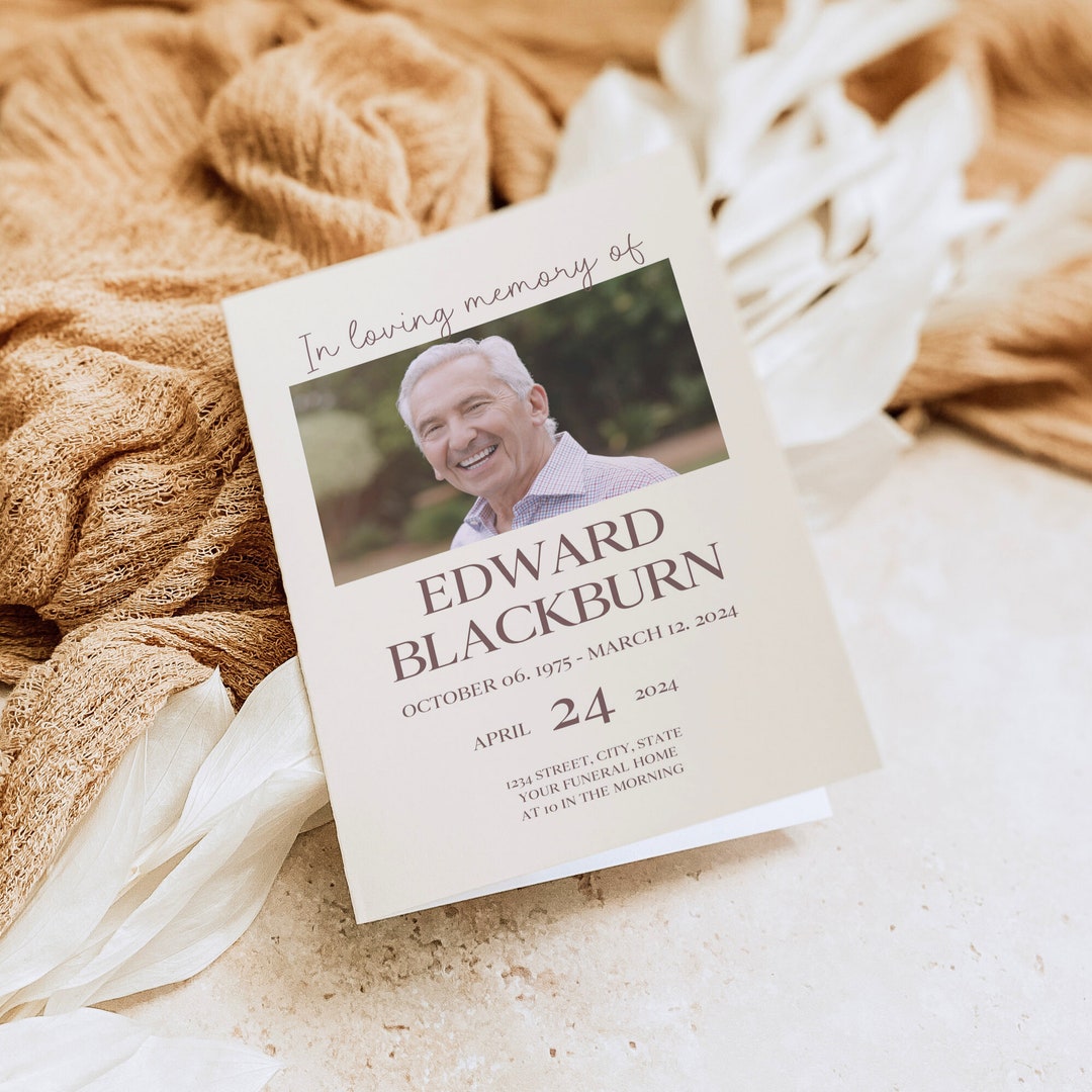 Mens Funeral Program, Obituary Template, Memorial Booklet, Editable on ...